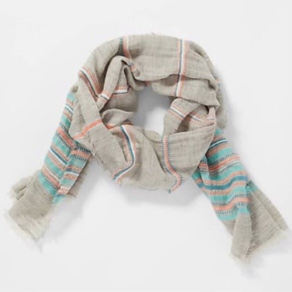 J. Jill | Accessories | Jjill Jacquard Woven Scarf Seafoam Multi Stripe One Size New With Tag ...